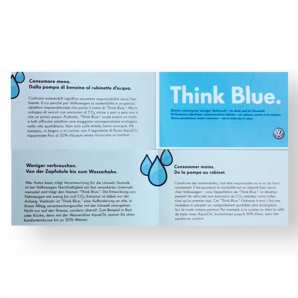 VW, Think Blue-AquaClic: Ökologisches Werbemittel
